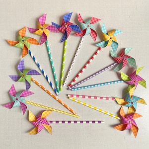 Mini Dots and Gingham Pinwheels Spinning Decorative Cupcake Toppers - Etsy