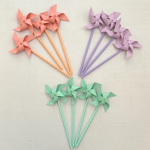 Mini Pastel Spinning Pinwheels for Favors or Cupcake Toppers - Etsy