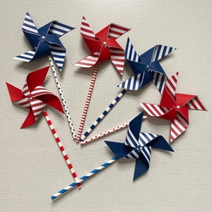 Spinning Pinwheels Blue Stripes or Red Stripes - Etsy