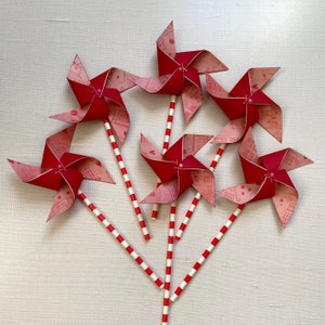 Red Pinwheels With Hearts and Home Architectural Details - Etsy