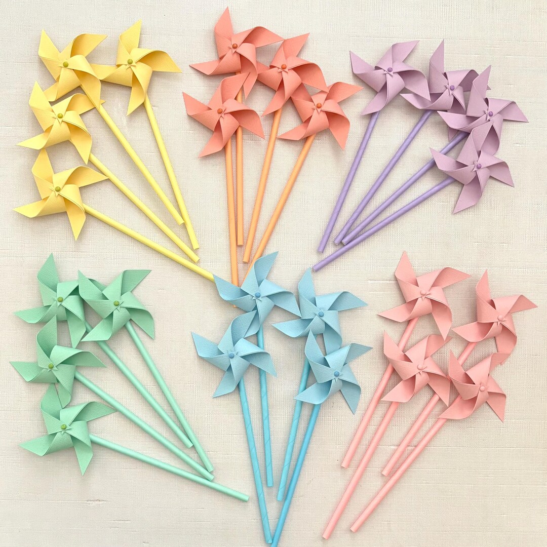 Mini Pastel Spinning Pinwheels for Favors or Cupcake Toppers - Etsy