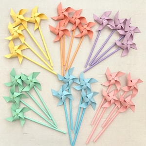 Mini Pastel Spinning Pinwheels for Favors or Cupcake Toppers - Etsy
