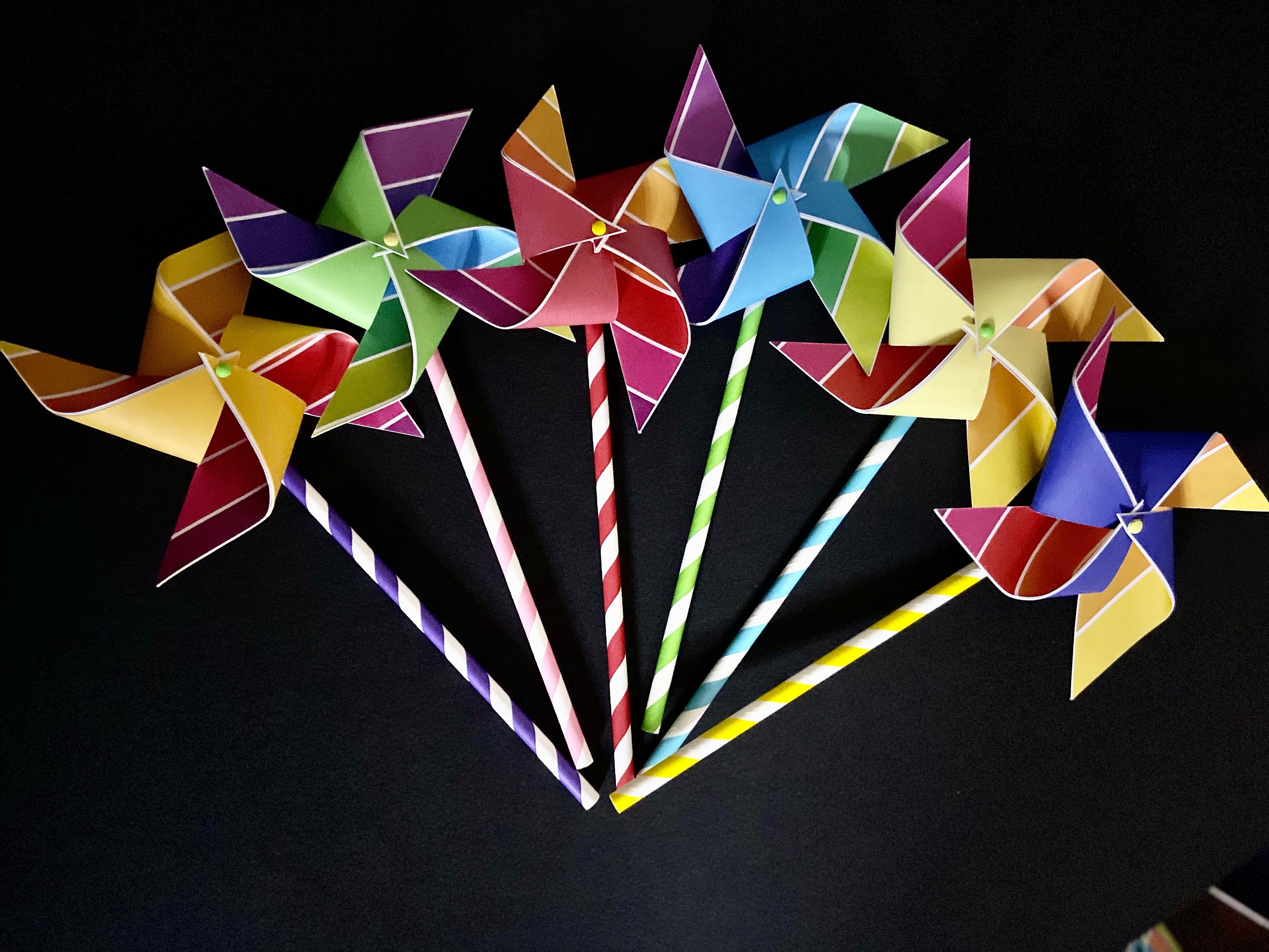Rainbow Paper Pinwheels for Party Favors - Etsy