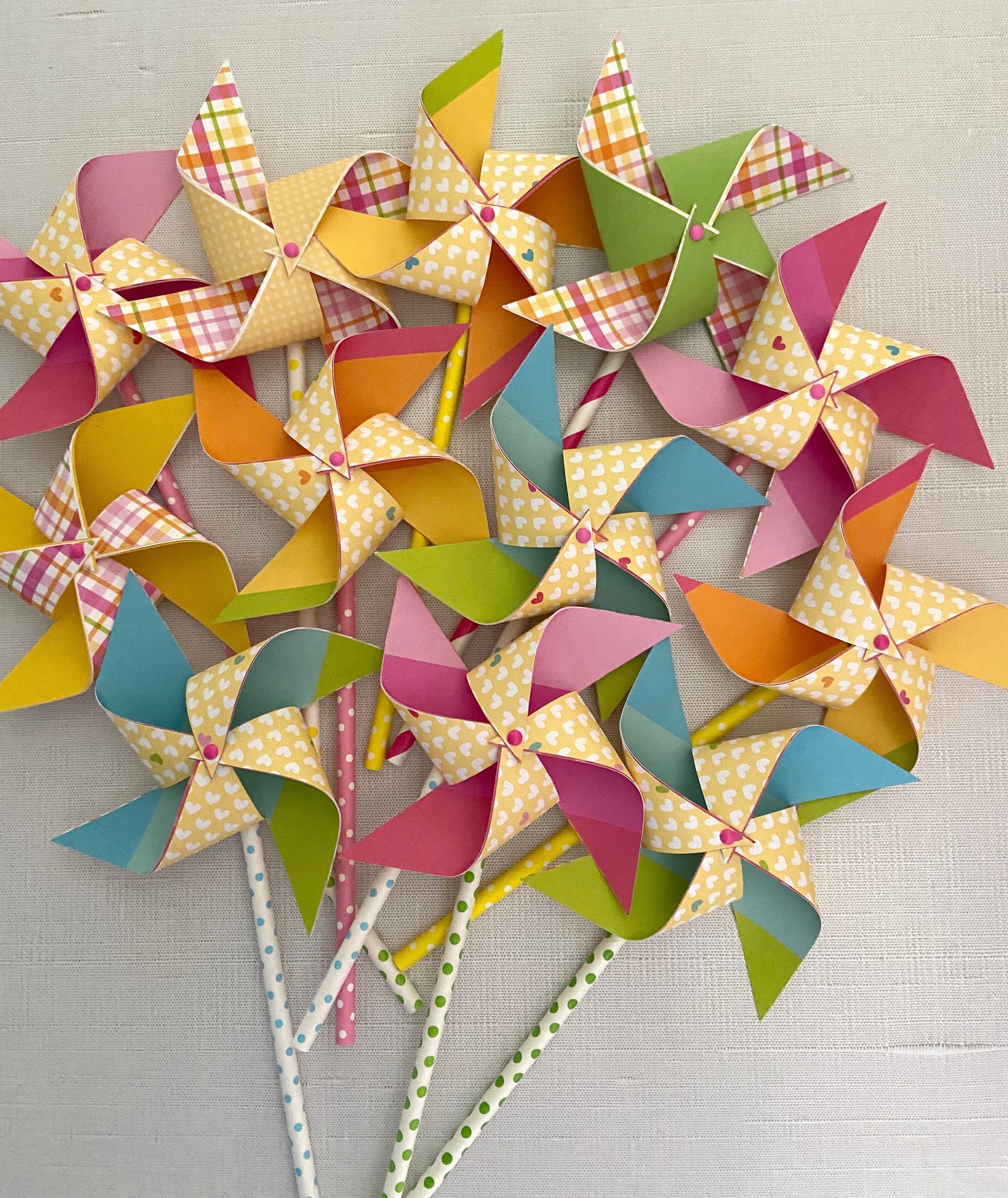 Colorful Rainbow Sunshine Hearts Paper Pinwheels for Party - Etsy