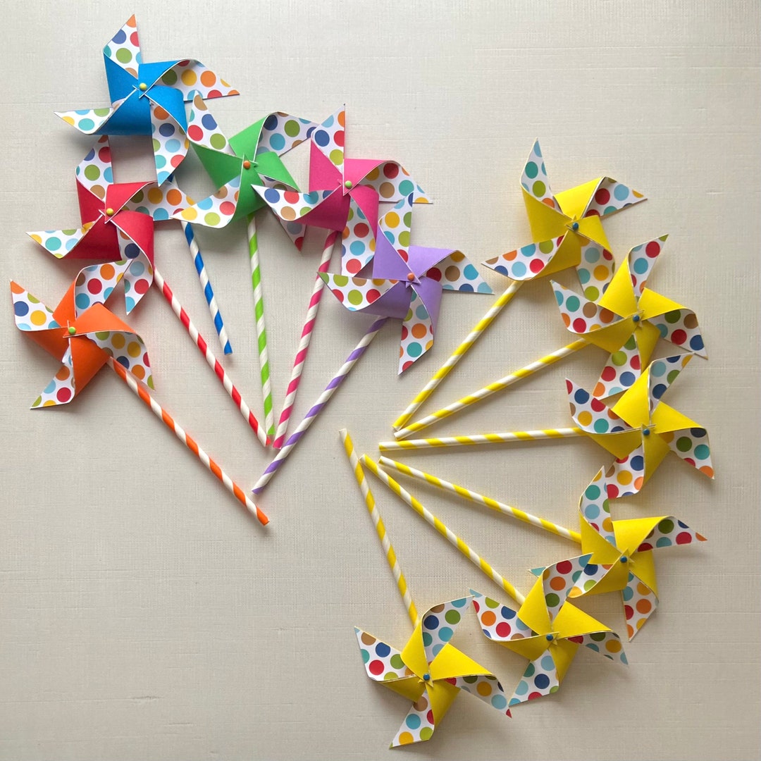 Colorful Dots Spinning Paper Pinwheels Polka Dots Primary Colors ...