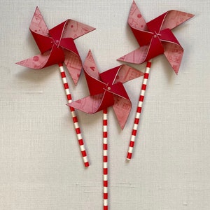 Red Pinwheels With Hearts and Home Architectural Details - Etsy
