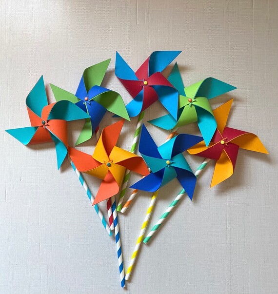 Solid Colors Spinning Paper Pinwheels for Party Favors - Etsy