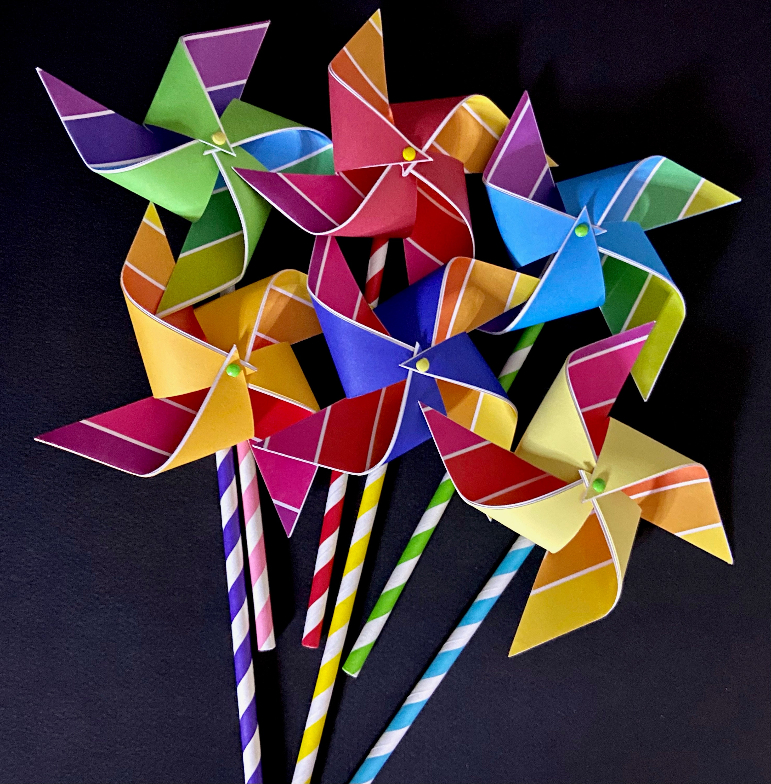 Rainbow Paper Pinwheels for Party Favors - Etsy