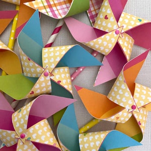 Colorful Rainbow Sunshine Hearts Paper Pinwheels for Party Favors - Etsy