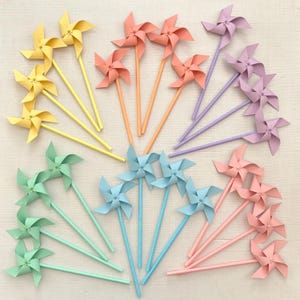 Mini Pastel Spinning Pinwheels for Favors or Cupcake Toppers - Etsy