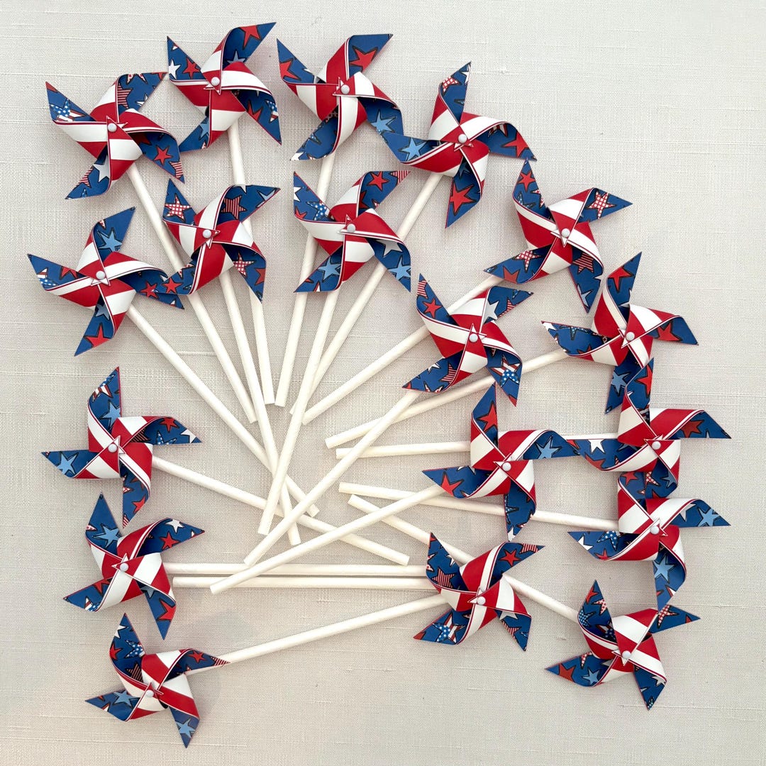 Stars and Stripes Mini Pinwheels | Mini Pinwheels Cupcake Toppers | USA ...