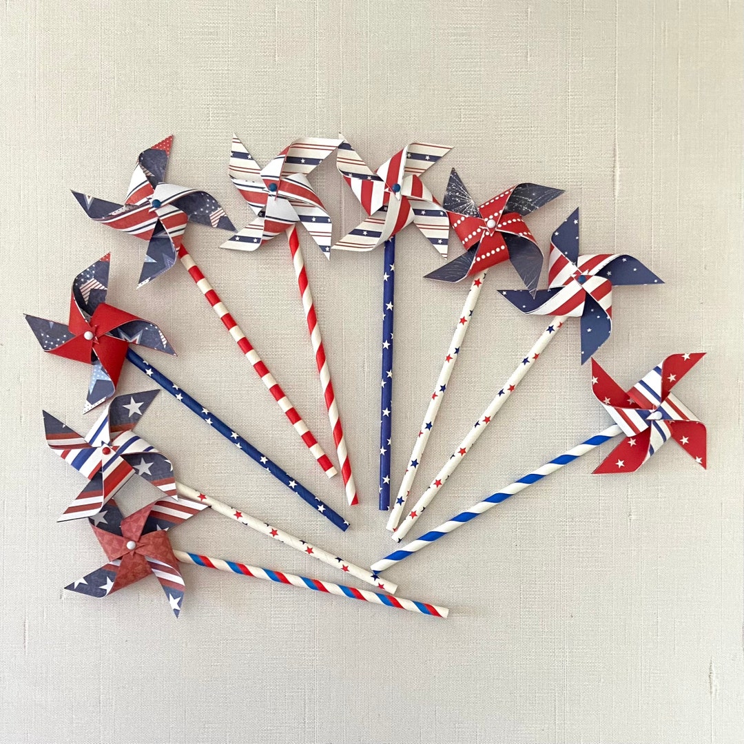 Assorted Patriotic Mini Pinwheels Pinwheels Cupcake Toppers USA ...
