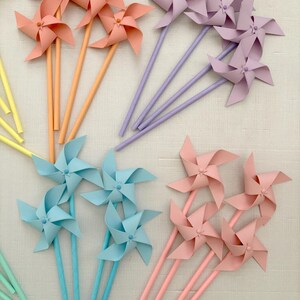 Mini Pastel Spinning Pinwheels for Favors or Cupcake Toppers - Etsy