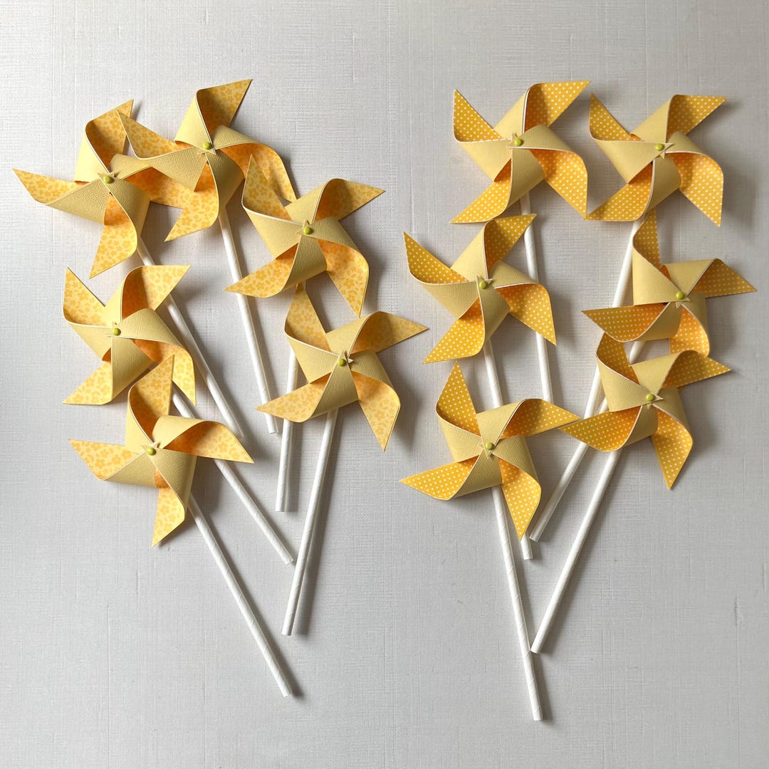 Yellow Floral and Mini Dots Pinwheels Just Yellow Pinwheels Sunny ...