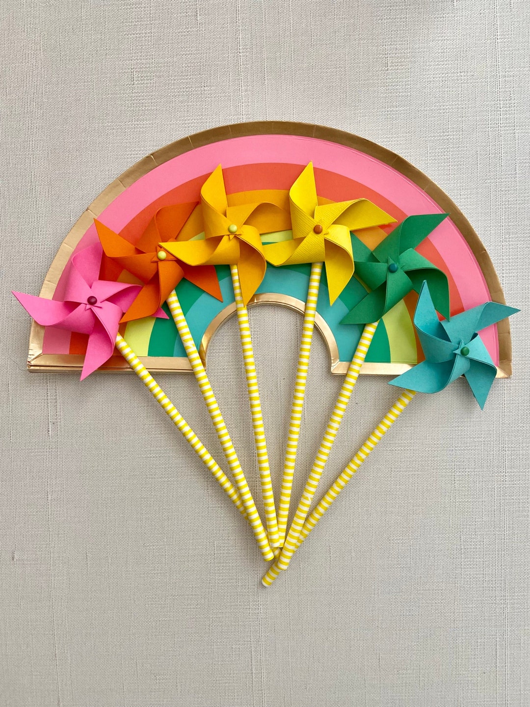 Rainbow Mini Spinning Pinwheels for Cupcakes - Etsy