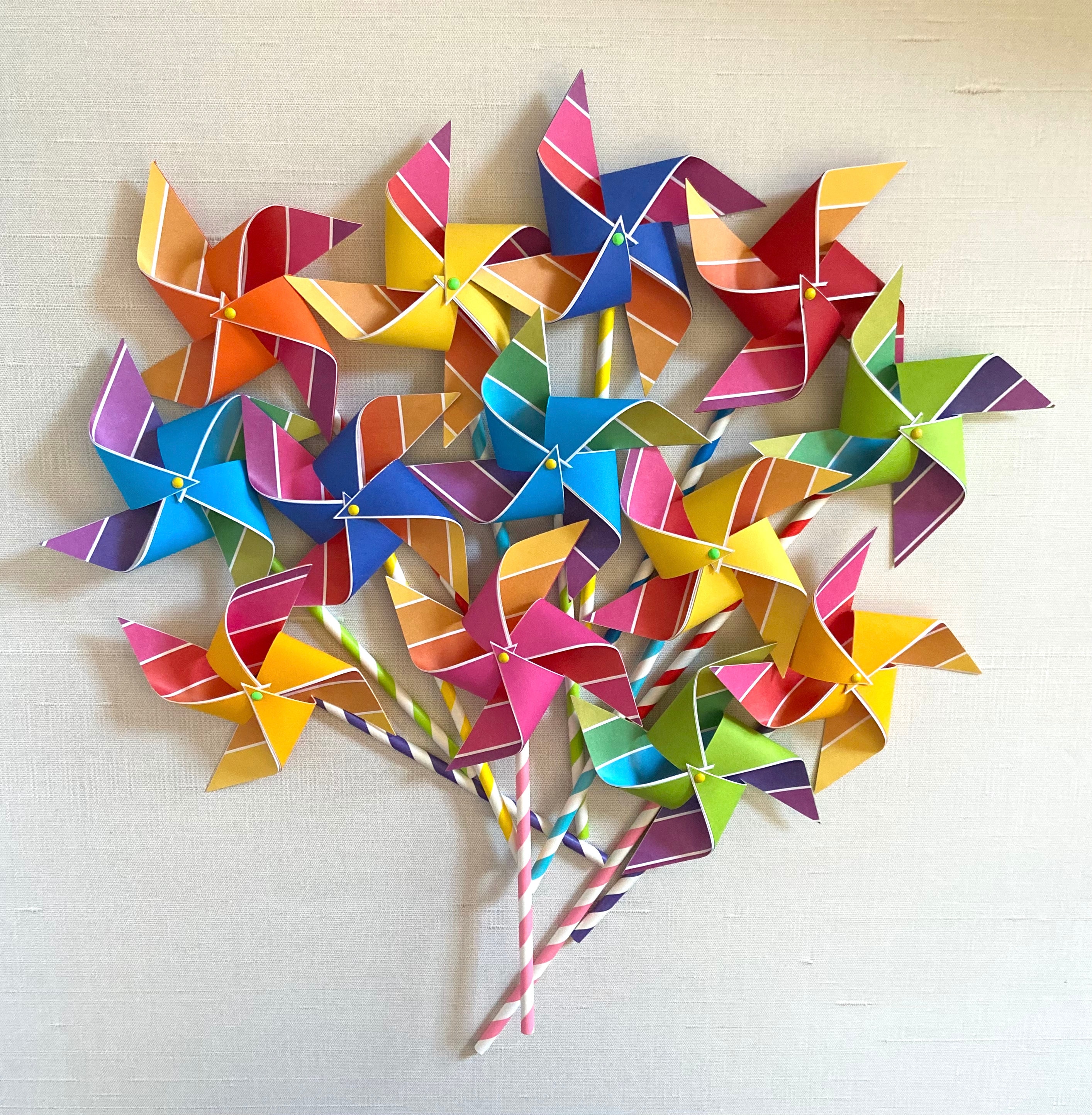 Rainbow Paper Pinwheels for Party Favors - Etsy