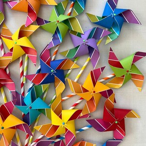 Rainbow Paper Pinwheels for Party Favors 1 1/2 Dozen or 2 Dozen - Etsy