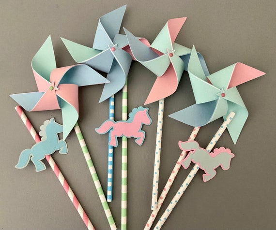 Pastel Colors Paper Pinwheels for Carousel Party Favors | Etsy