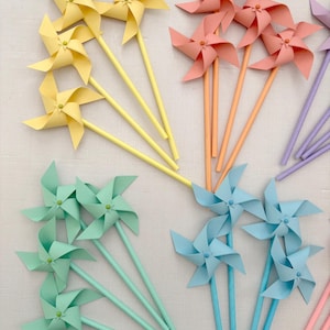 Mini Pastel Spinning Pinwheels for Favors or Cupcake Toppers - Etsy
