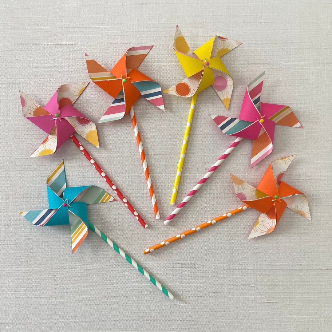 Summer Stripes and Hot Suns Spinning Paper Pinwheels for Party Favors ...