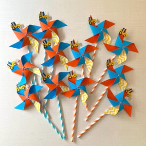 Orange and Blue Pinwheels Construction Party - Etsy