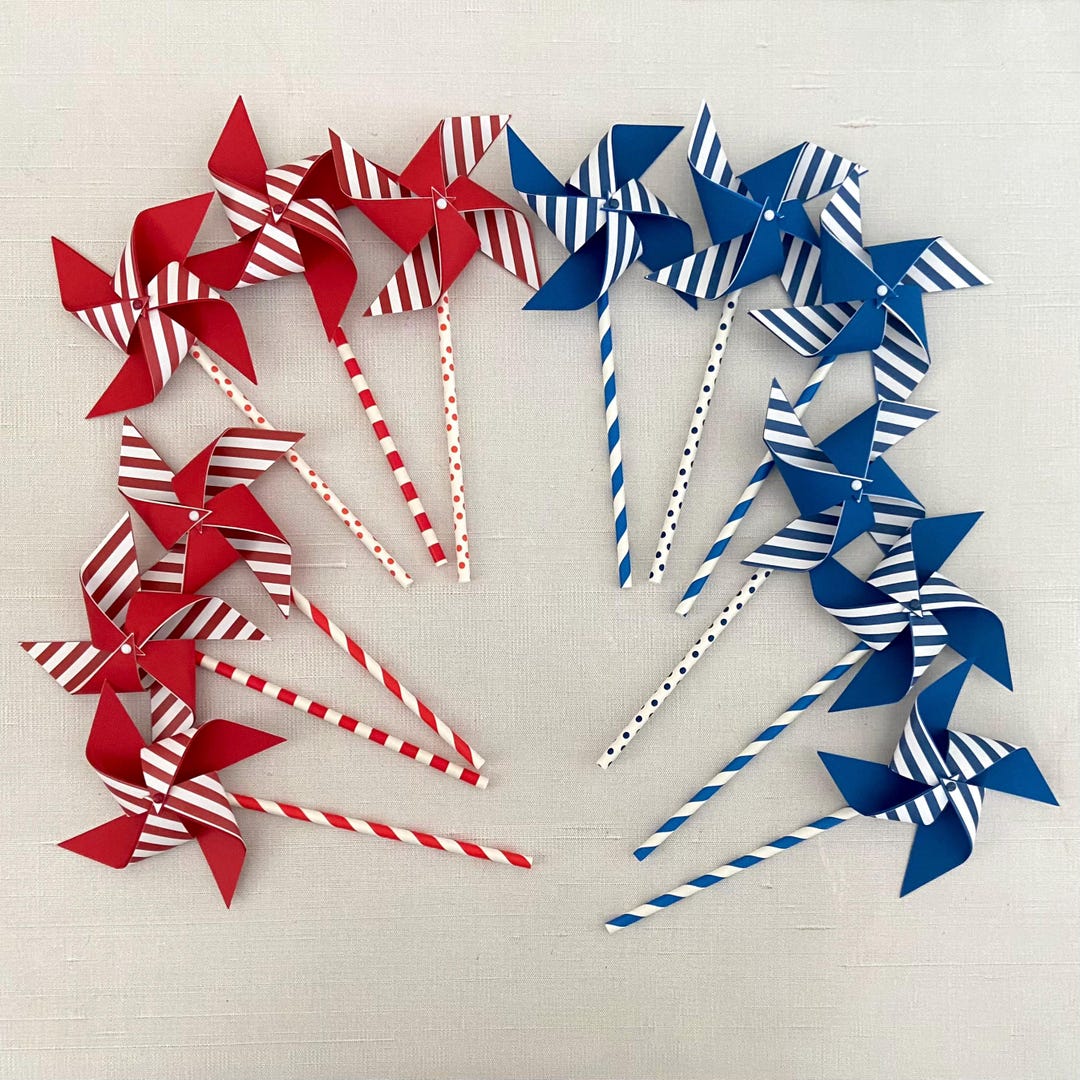 Spinning Pinwheels Blue Stripes or Red Stripes - Etsy
