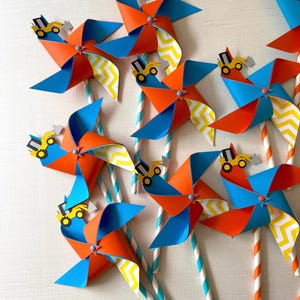 Orange and Blue Pinwheels Construction Party - Etsy