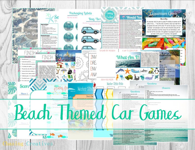 Beach Themed Car Games / Road Trip Games / Travel Games - Instant ...