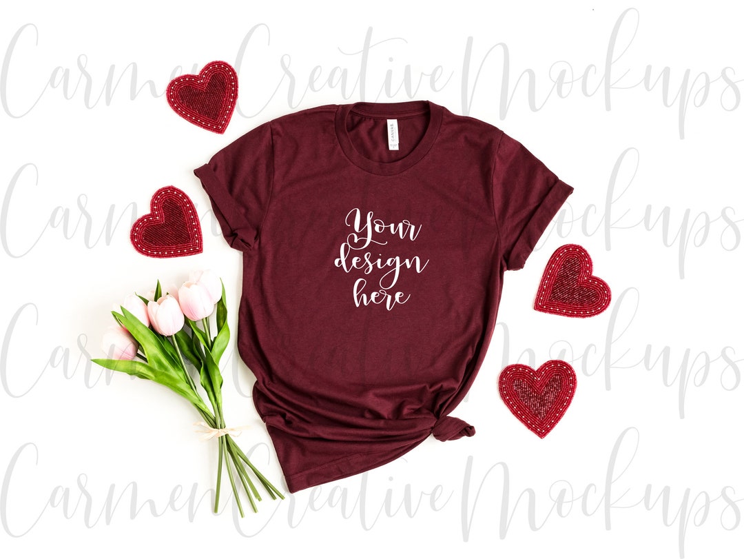 Bella Canvas Heather Cardinal Shirt Mockup 3001 / - Etsy