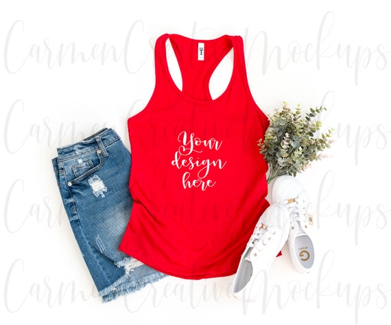 Next Level Red Tank Top Mock-up 1533 / Feminine Racerback Tank | Etsy