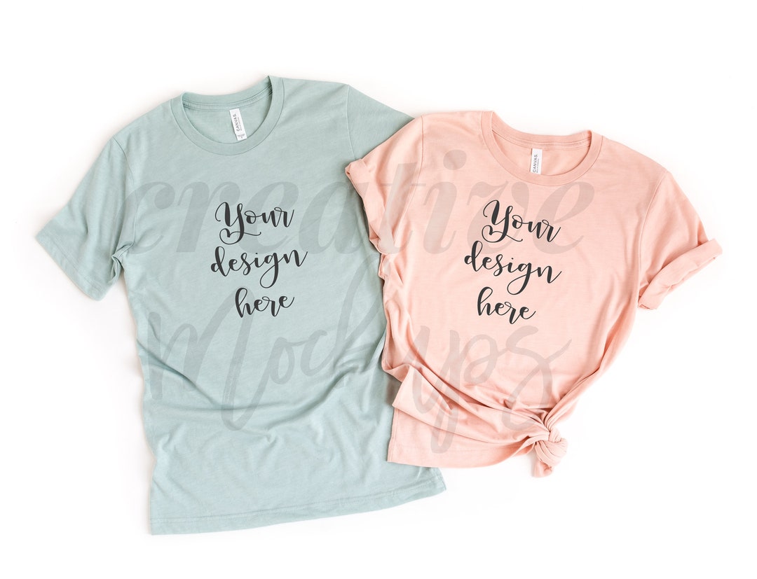 Bella Canvas Heather Dusty Blue and Heather Peach Duo Shirt - Etsy