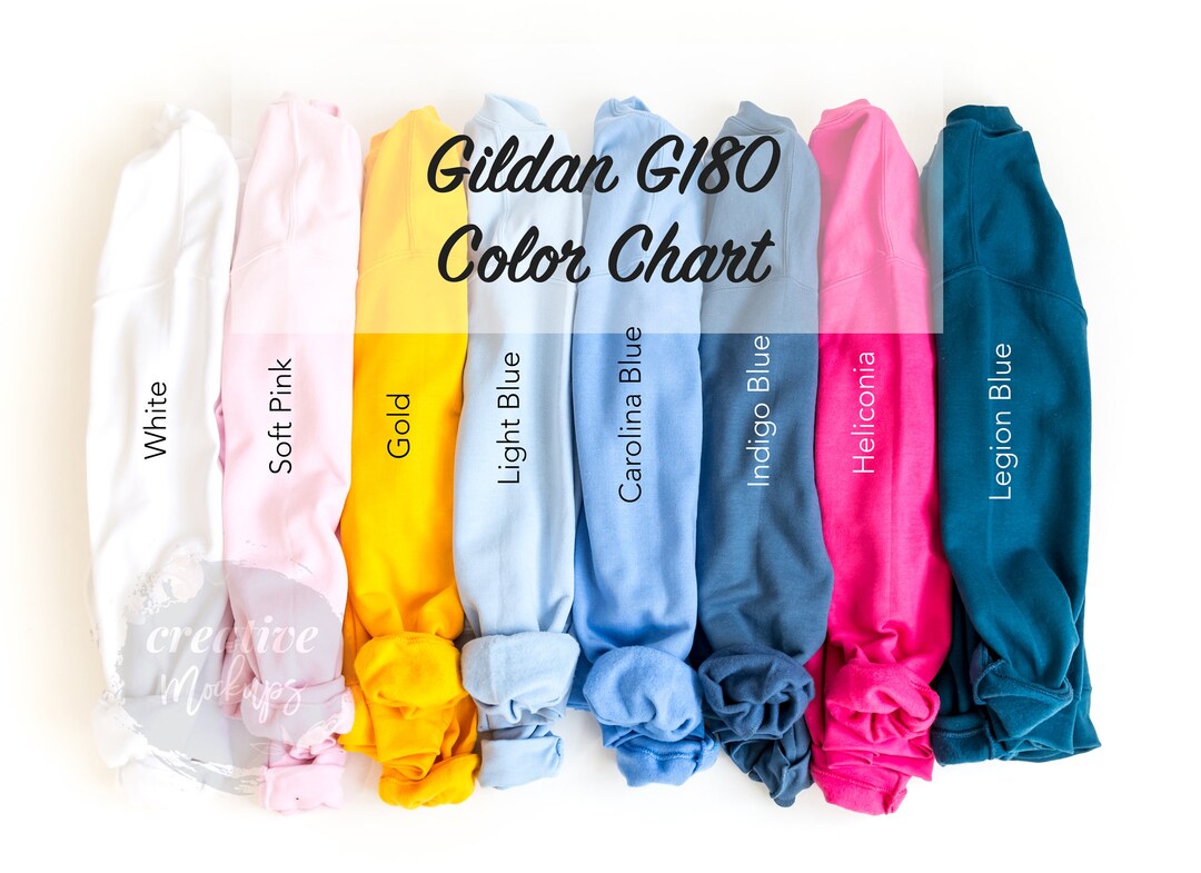 Gildan 8 Colors Crew Sweatshirt Chart G180 / Unisex Fleece Crew ...