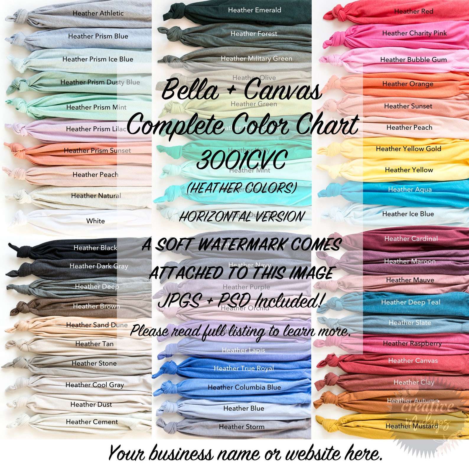 Bella Canvas 3001CVC Color Chart Display in Horizontal - Etsy