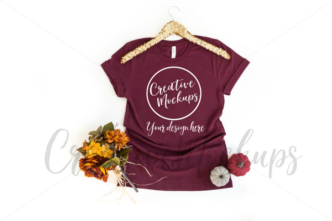 Bella Canvas Fall Maroon Shirt Mockup 3001 / Shirt Mockups - Etsy