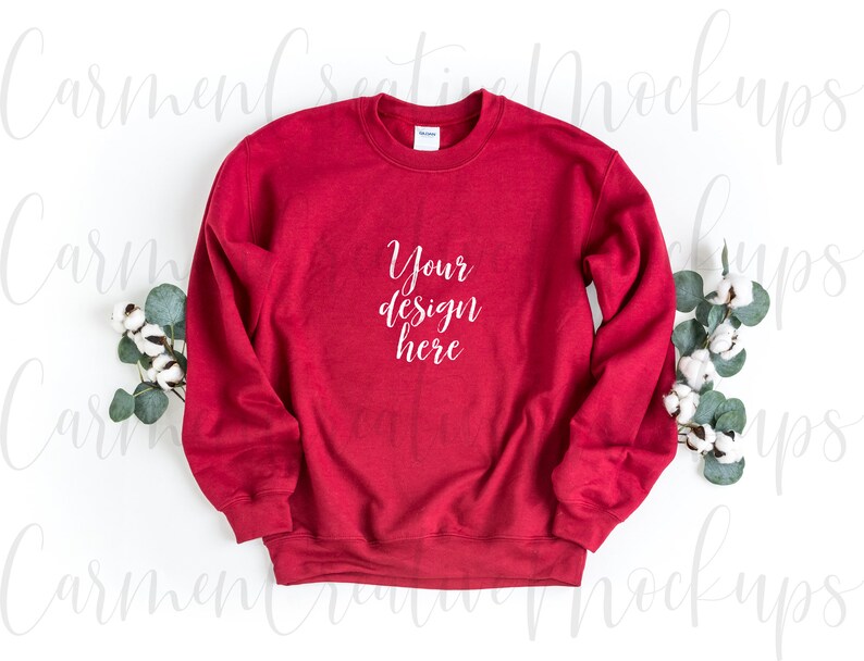 Gildan Cardinal Red Sweatshirt Mockup G180 / Unisex Fleece - Etsy