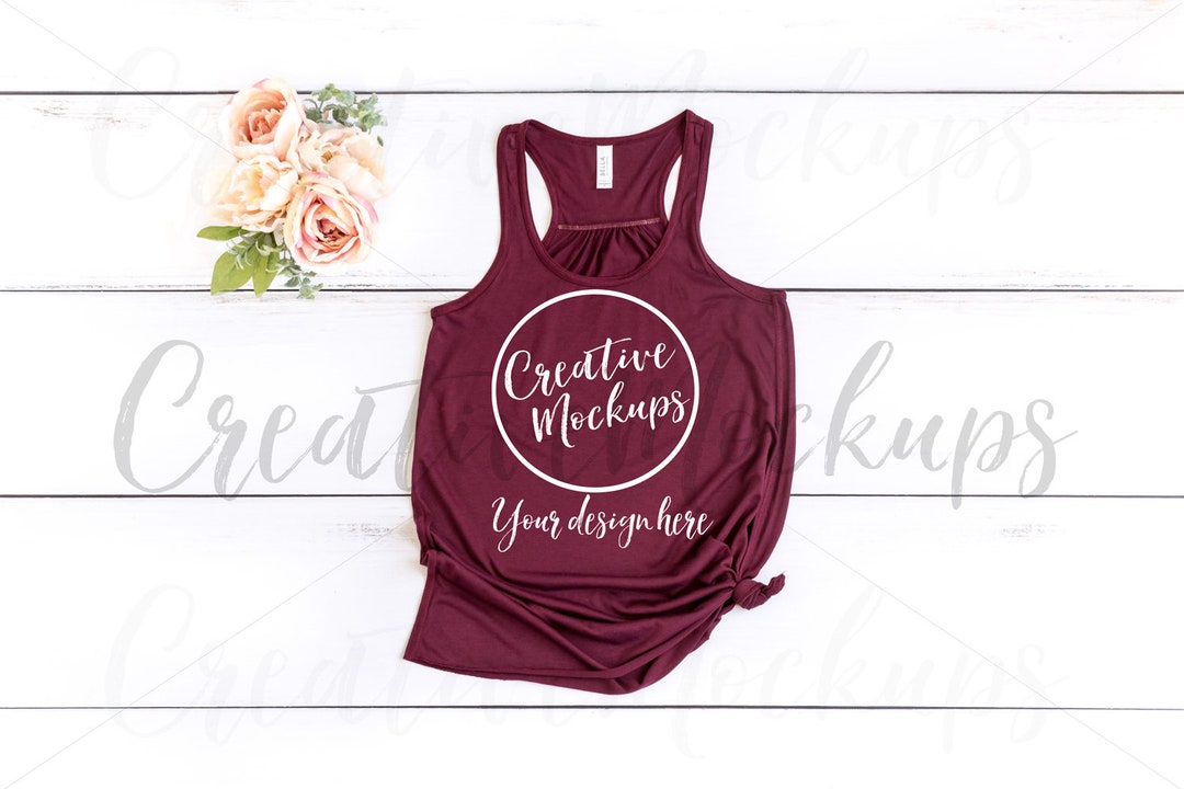 Maroon Tank Top Mockup With Side Knot 8800 / Racerback Tank Top Mockup ...