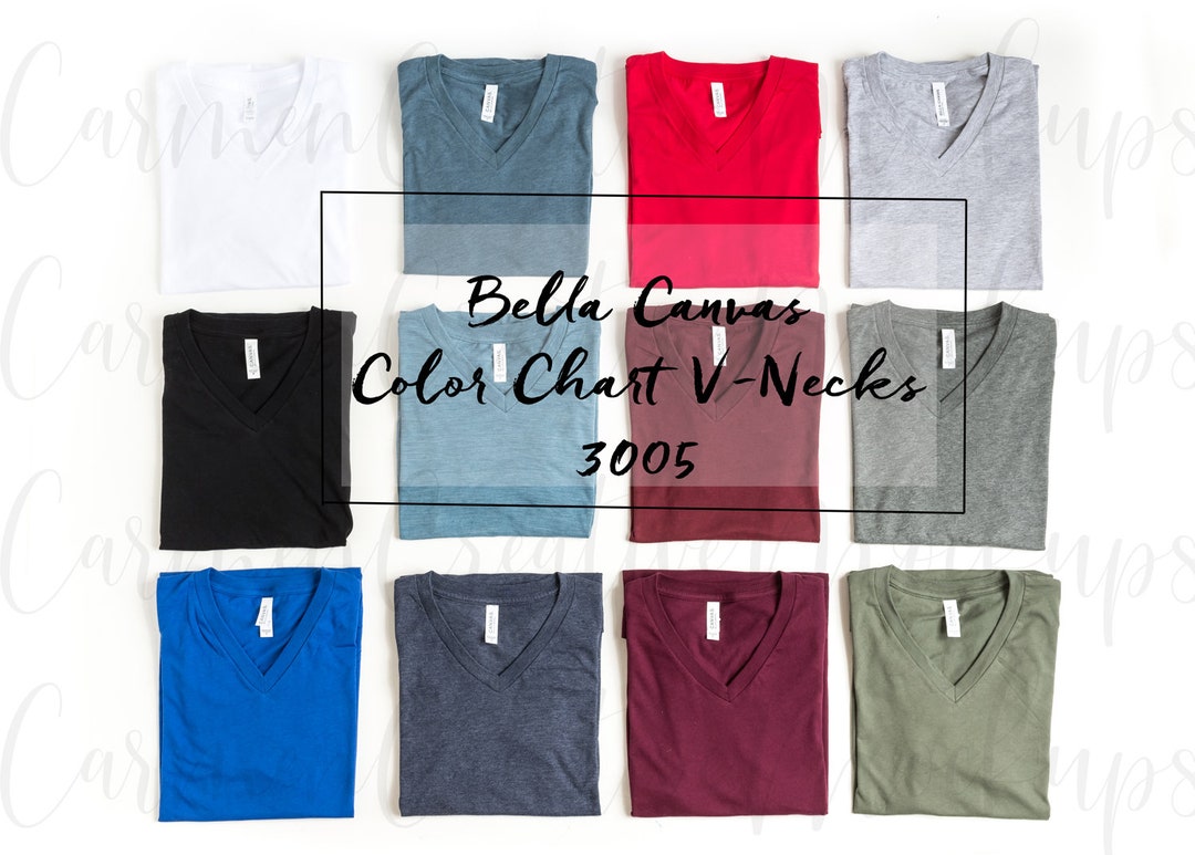 Bella Canvas Popular V-necks Color Chart Mockup 3005 / Popular Colors ...