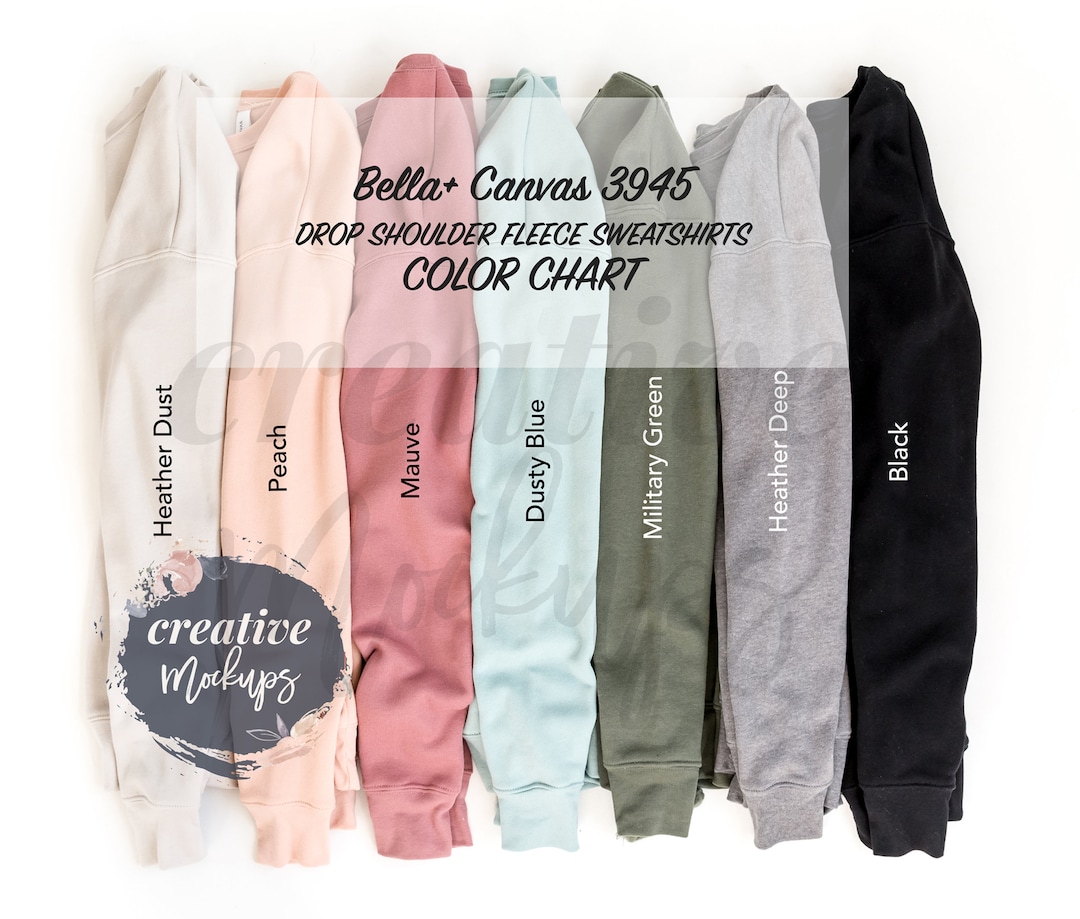 Bella Canvas Drop Shoulder Fleece Sweatshirt Basic Color Chart 3945 ...