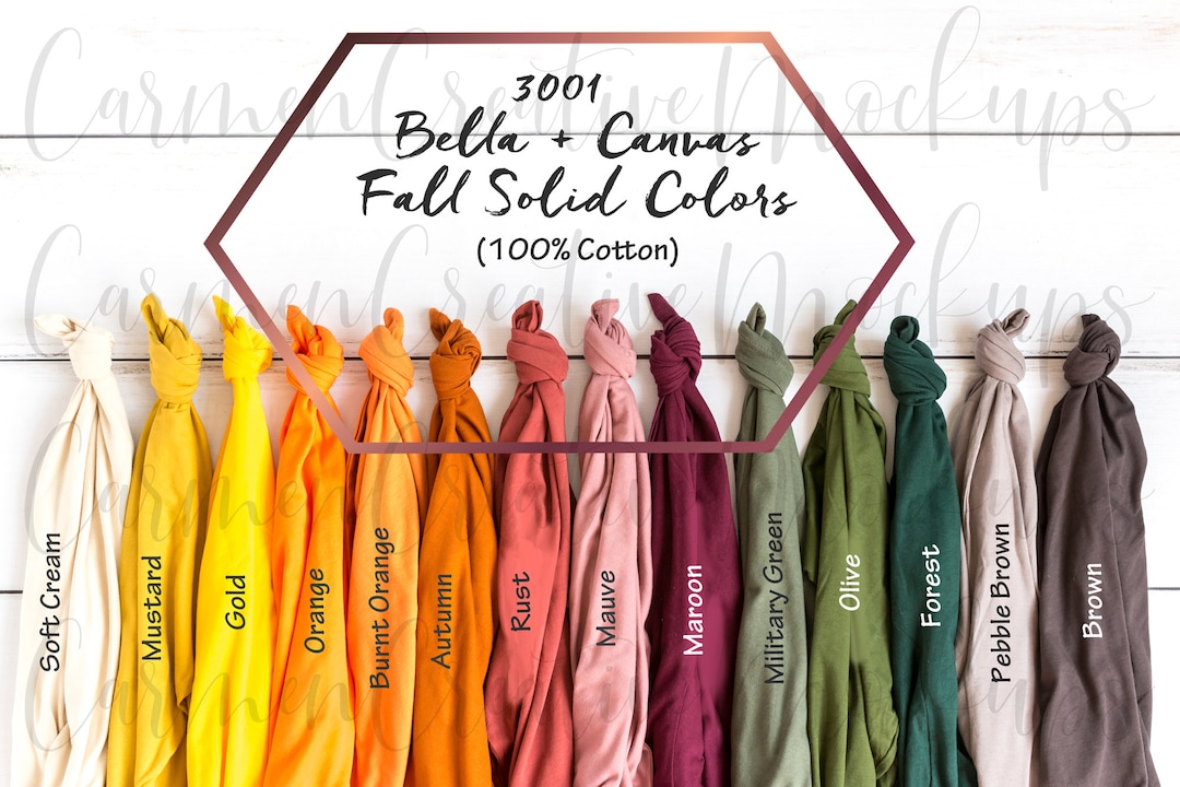 Bella Canvas Fall solid Colors Color Chart 3001 / Knotted - Etsy