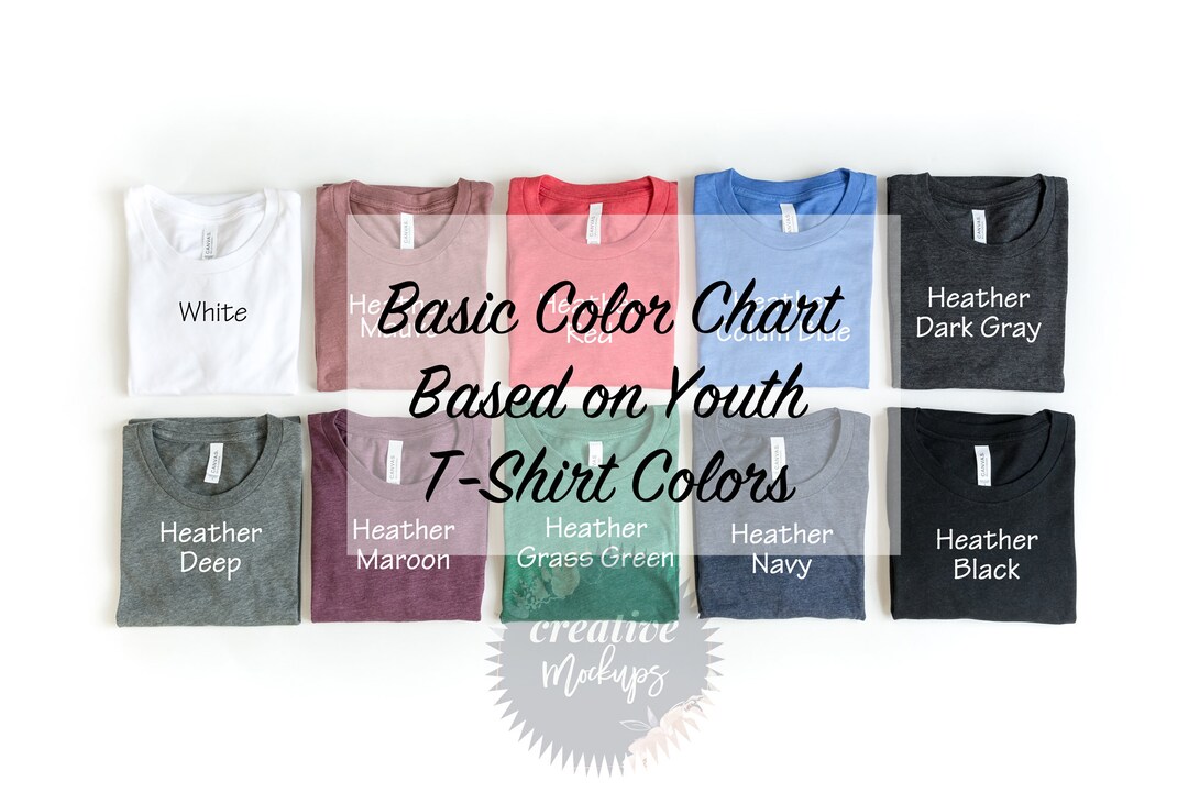 Bella Canvas Basic Color Chart Mockup Based on Youth T-shirt - Etsy