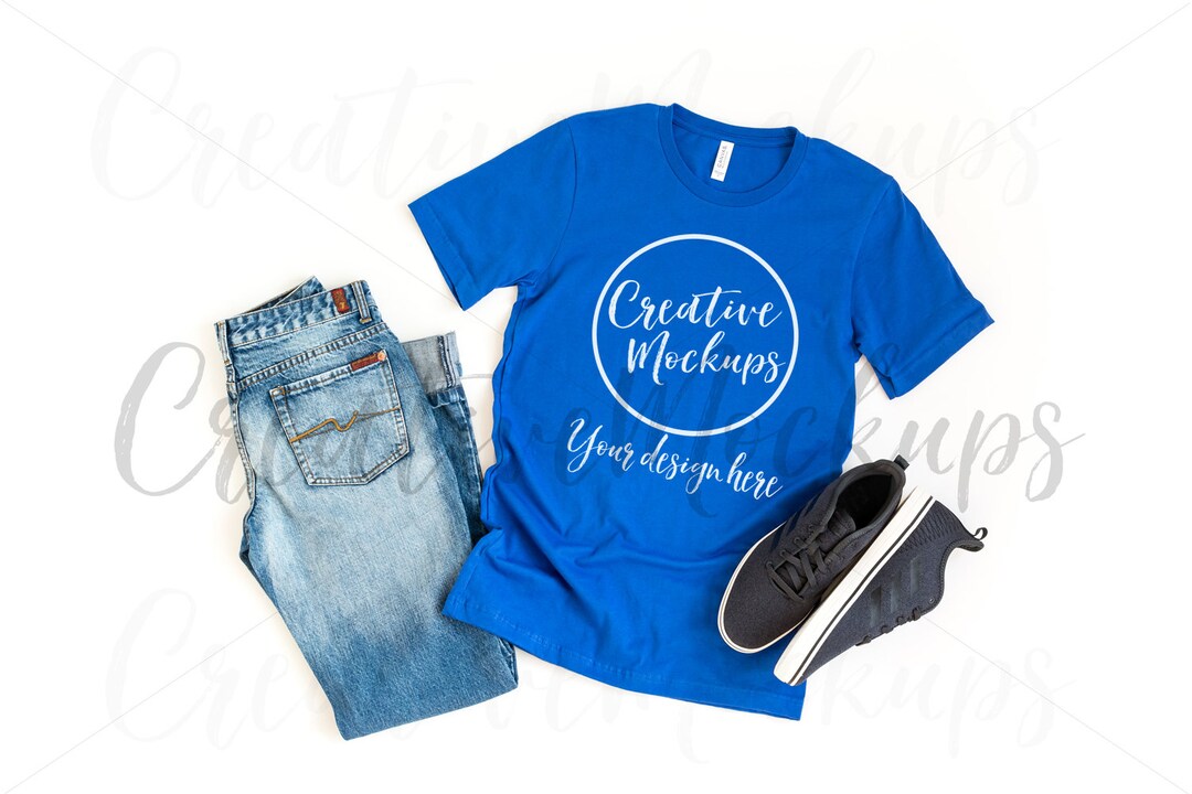 Bella Canvas True Royal Shirt Mockup 3001 / Men True Royal T-shirt ...
