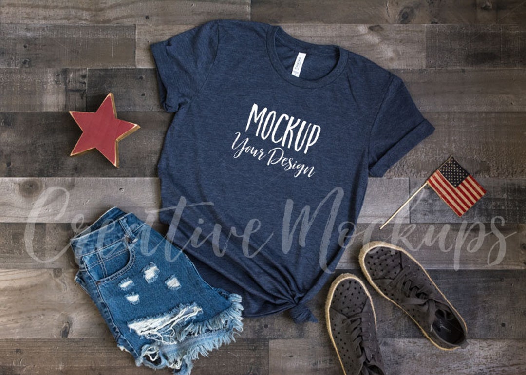 4th of July Navy Blue T-shirt Mockup / Americana Apparel - Etsy