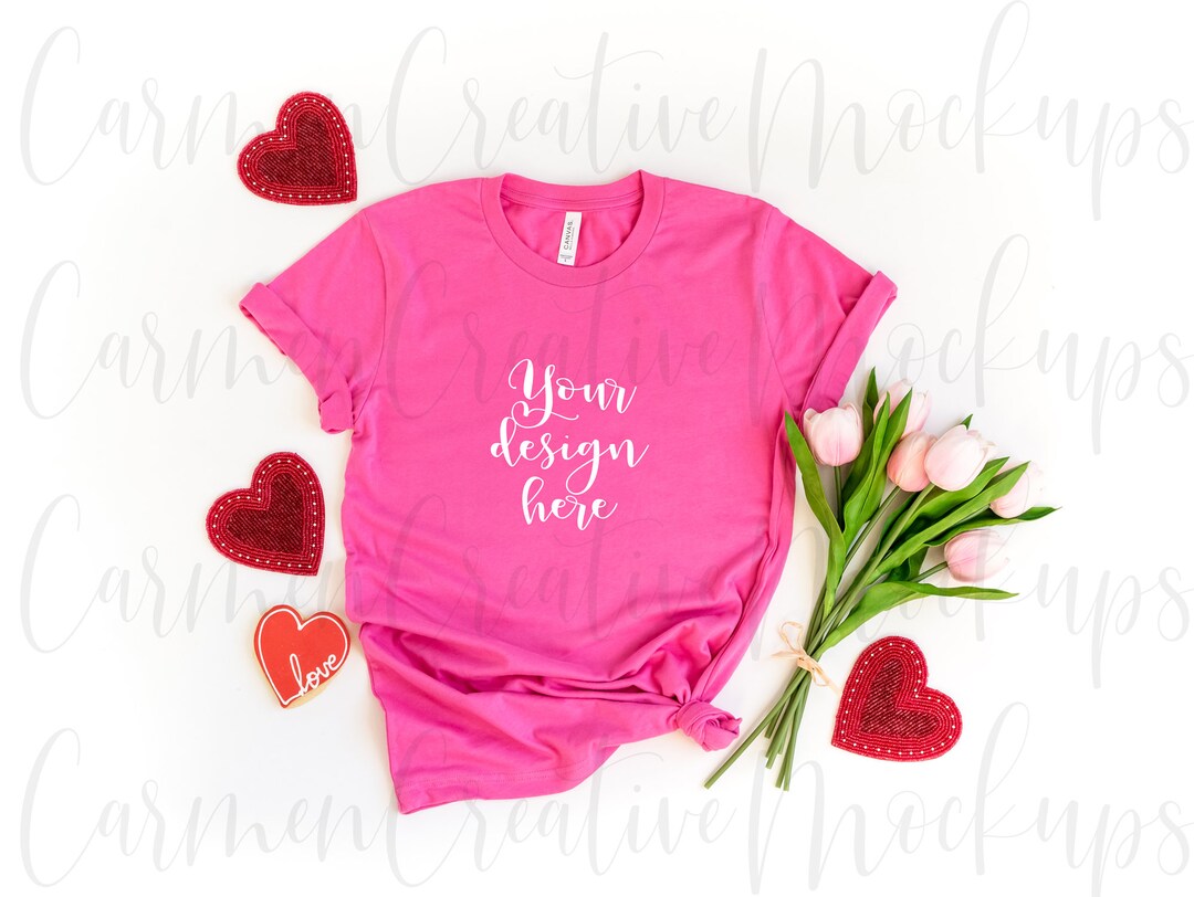 Bella Canvas Charity Pink Shirt Mockup 3001 / Feminine Shirt - Etsy