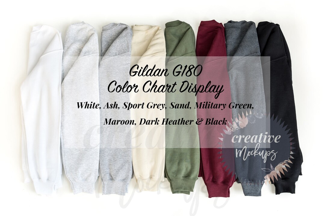Gildan G180 Fleece Crew Color Chart Display / Gildan Sweatshirt Color ...