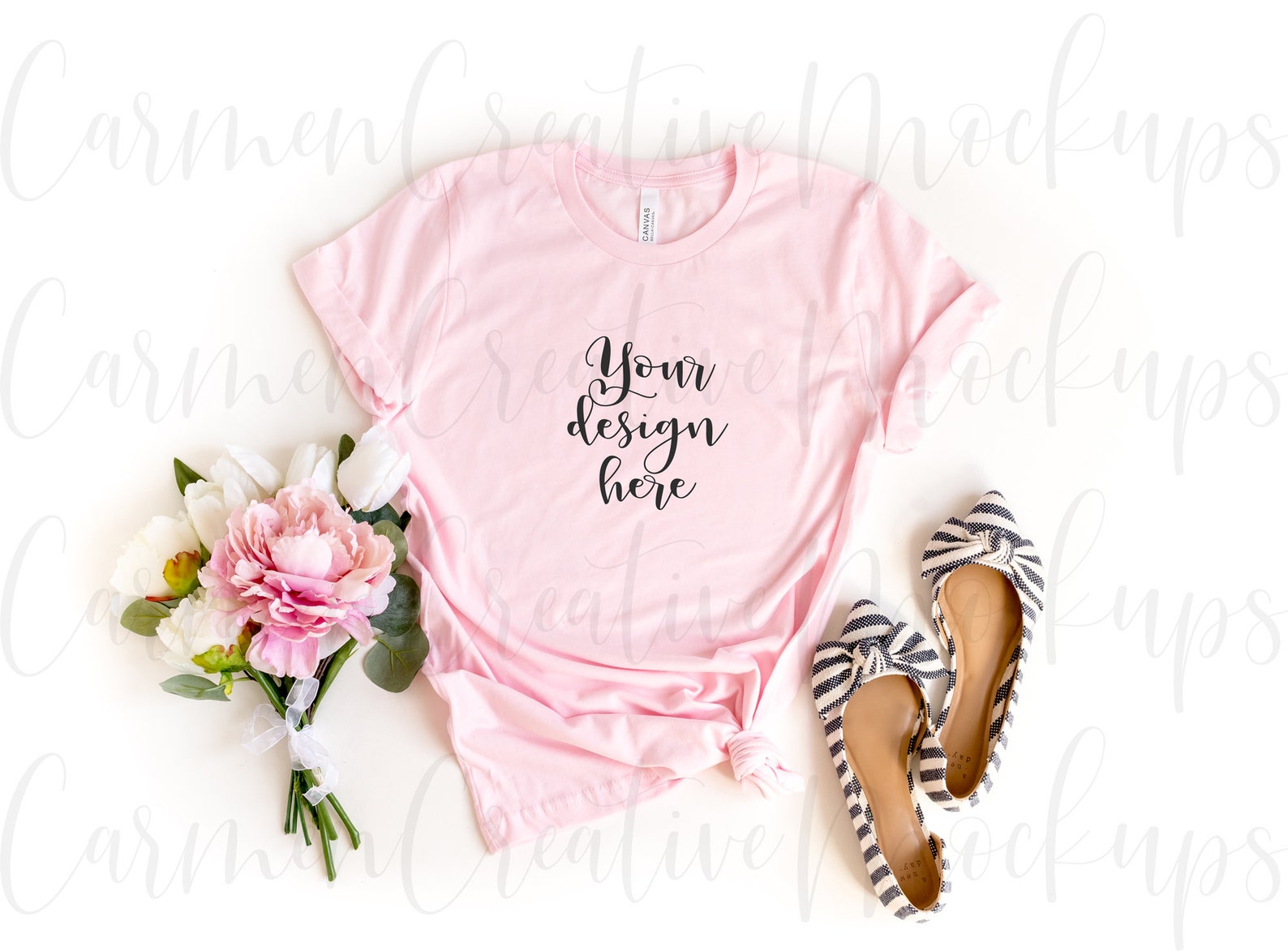Bella Canvas Pink Shirt Mockup 3001 / Feminine Shirt Mockup - Etsy