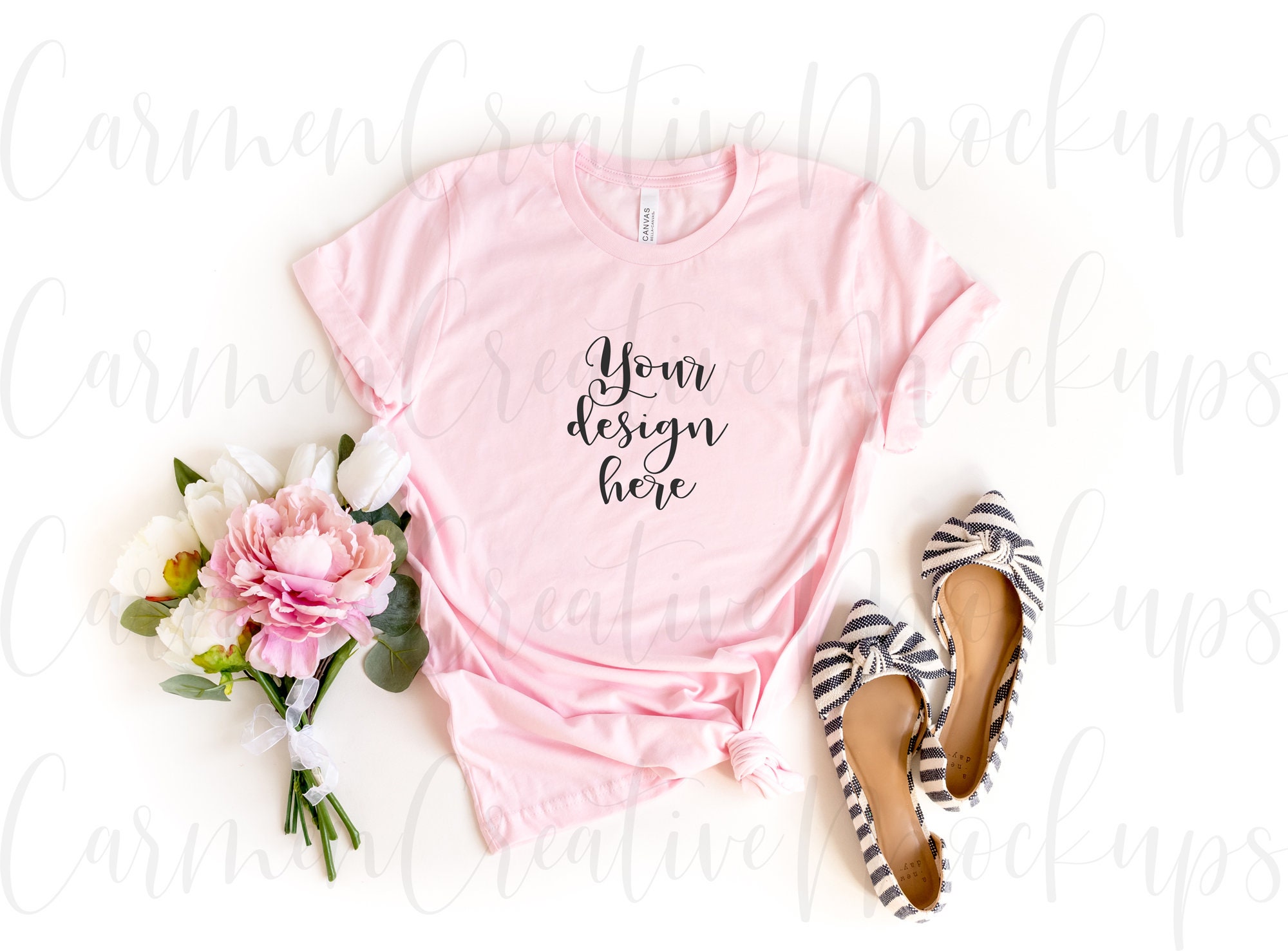 Bella Canvas Pink Shirt Mockup 3001 / Feminine Shirt Mockup - Etsy