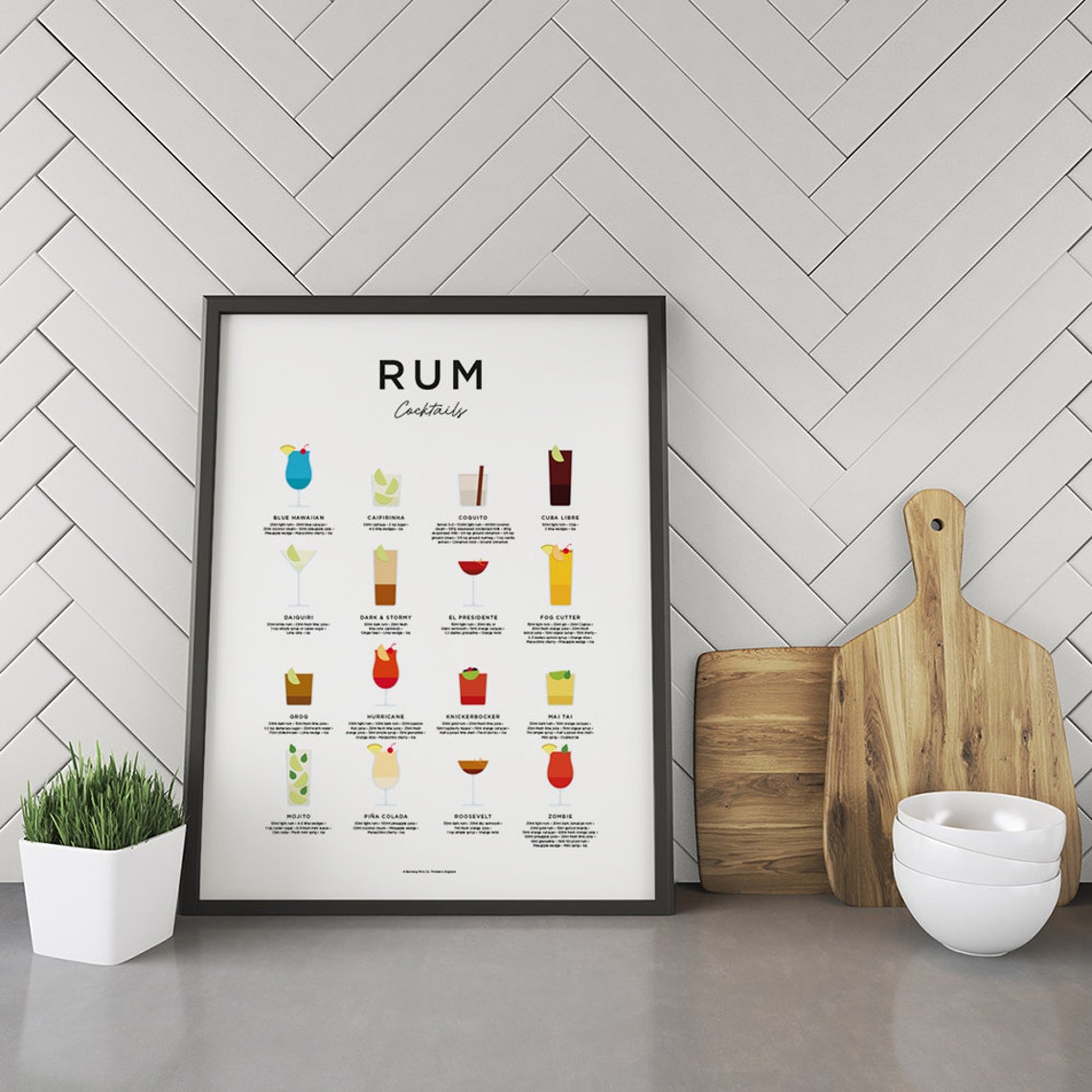 Rum Poster Rum Cocktails Print Cocktail Art Cocktail | Etsy