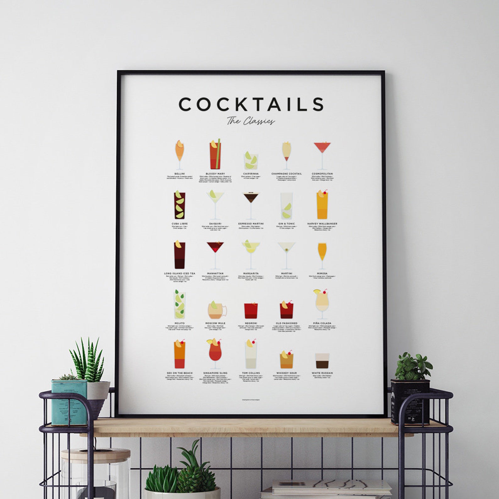 Classic Cocktails Print Cocktails Poster Cocktails Art | Etsy