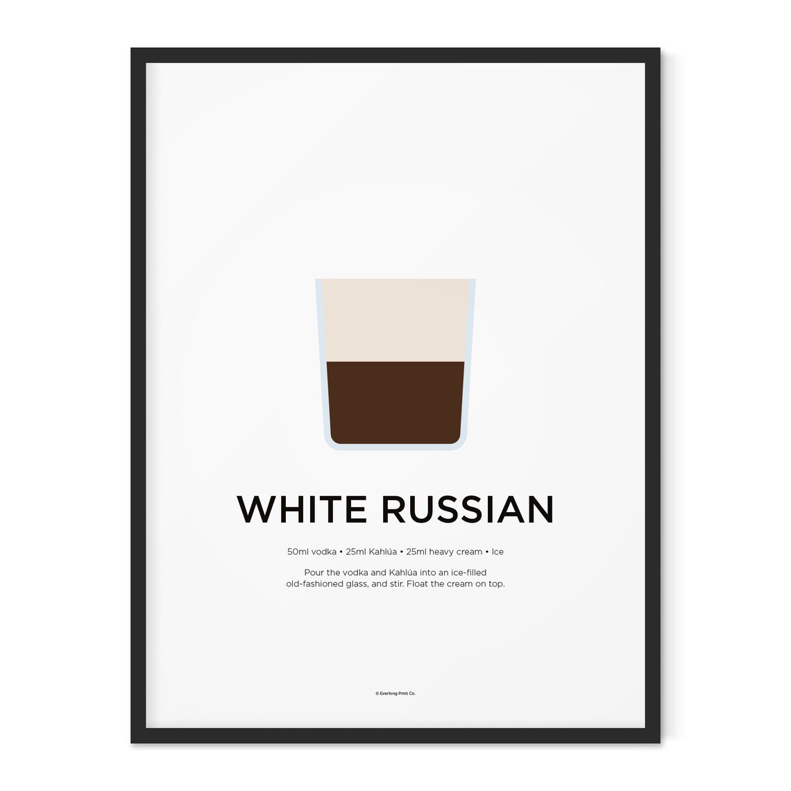 White Russian Cocktail Print Cocktail Art Cocktail Recipe Etsy
