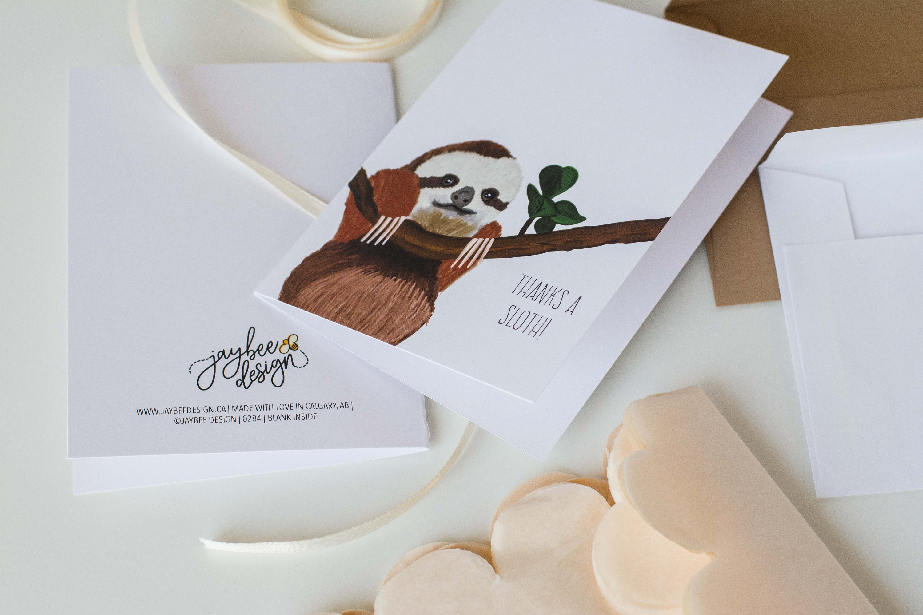 Thank You Thanks A Sloth Greeting Card | Etsy